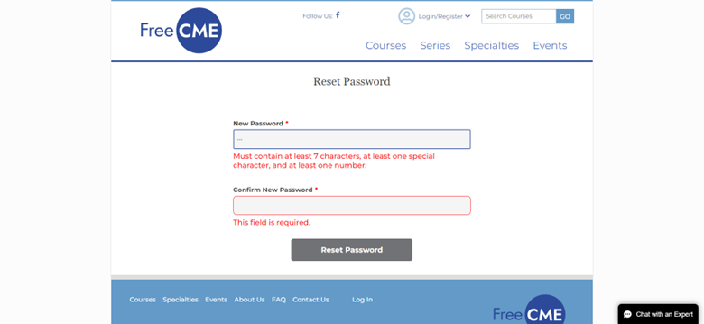 Logging In and Resetting Your FreeCME Password