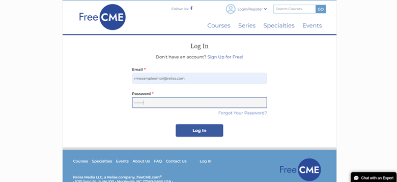 Logging In and Resetting Your FreeCME Password