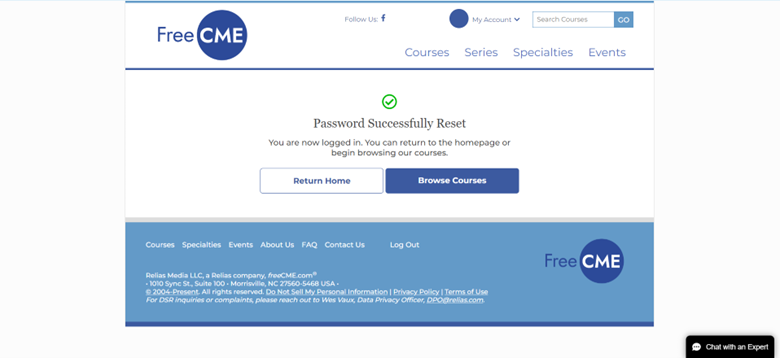 Logging In and Resetting Your FreeCME Password